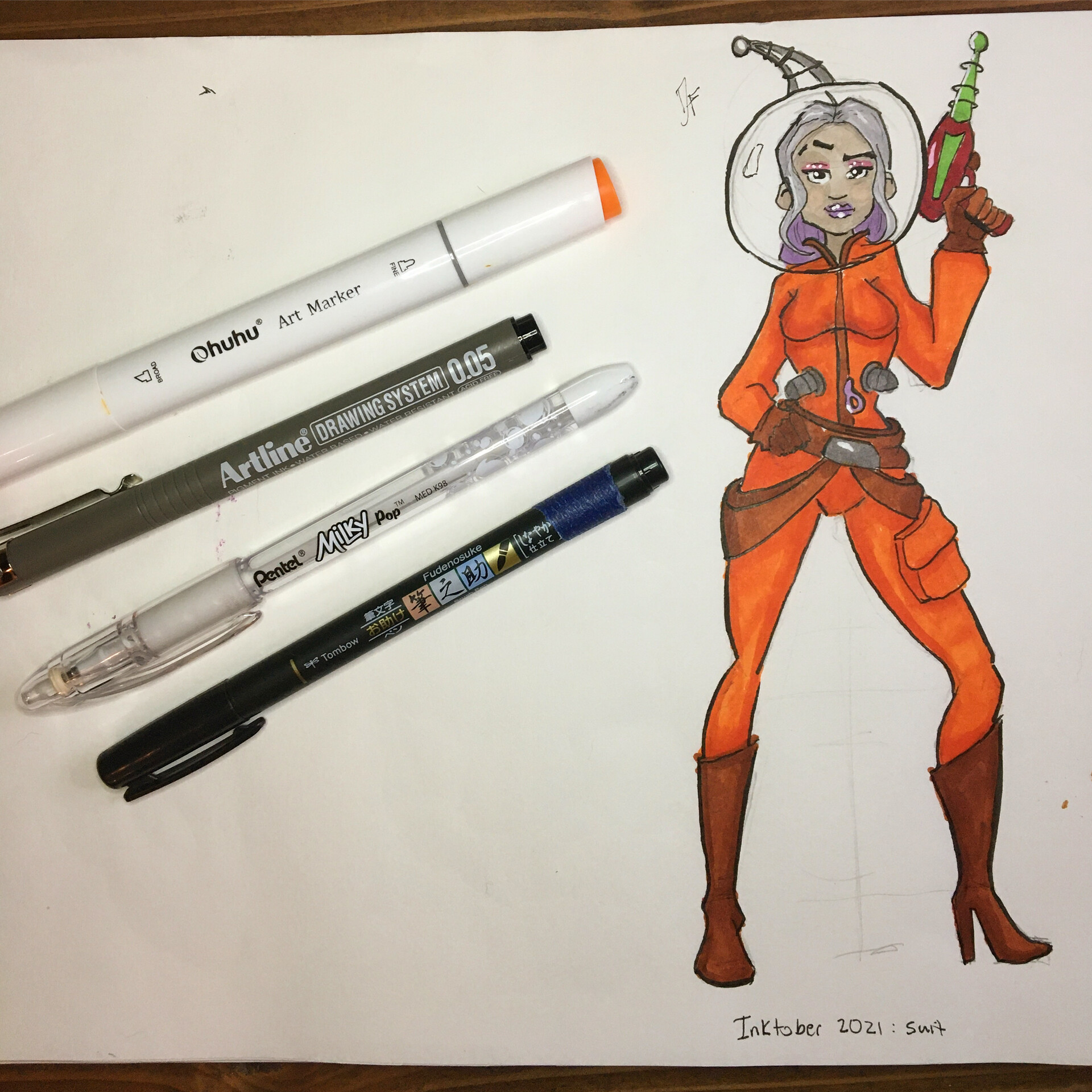 ArtStation - space explorer for inktober 2021