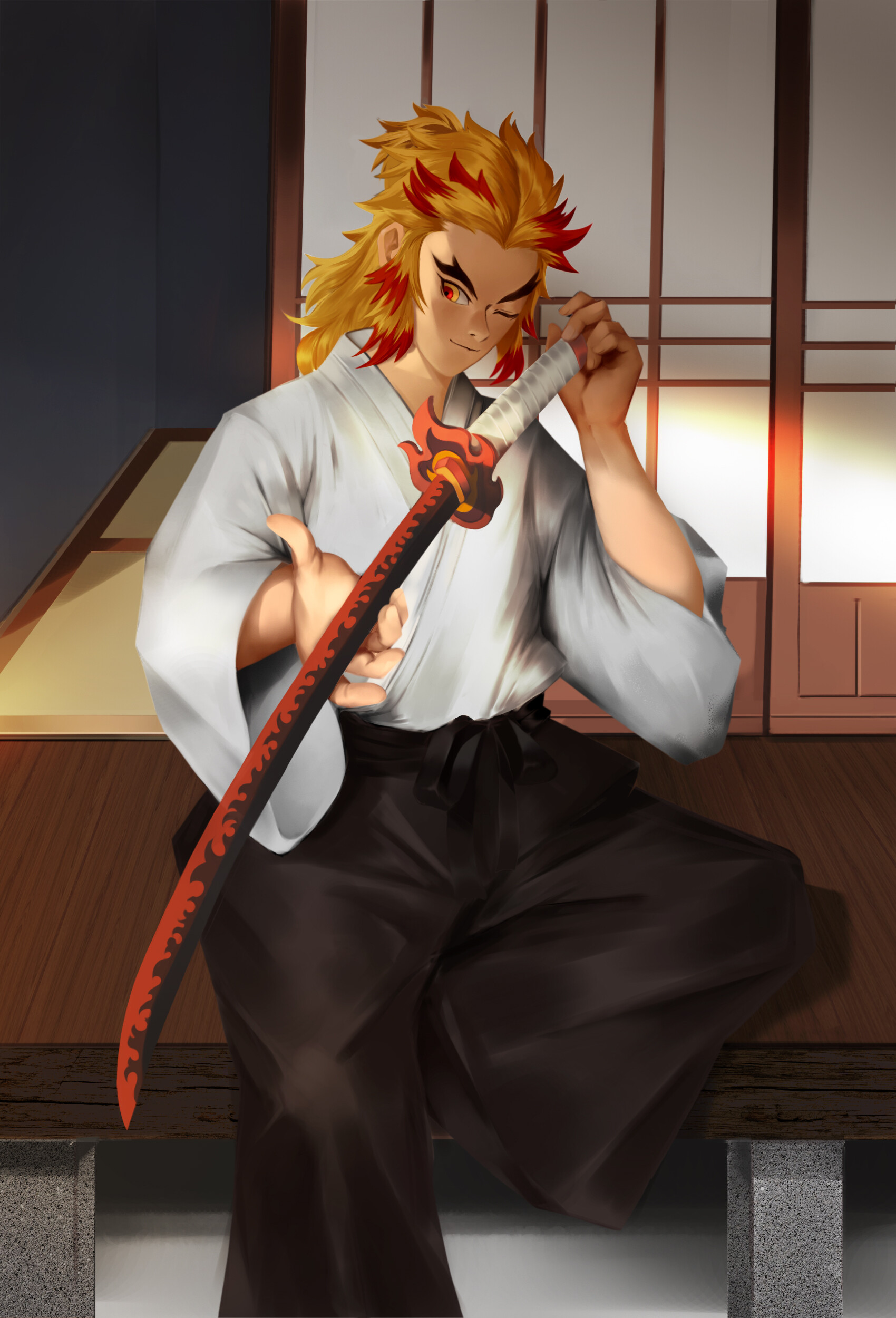 ArtStation - Flame Hashira - Rengoku Kyojuro