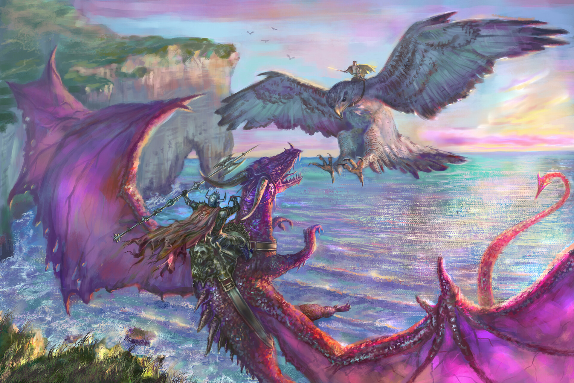 ArtStation - Roland Eagle vs Warriors Dragon