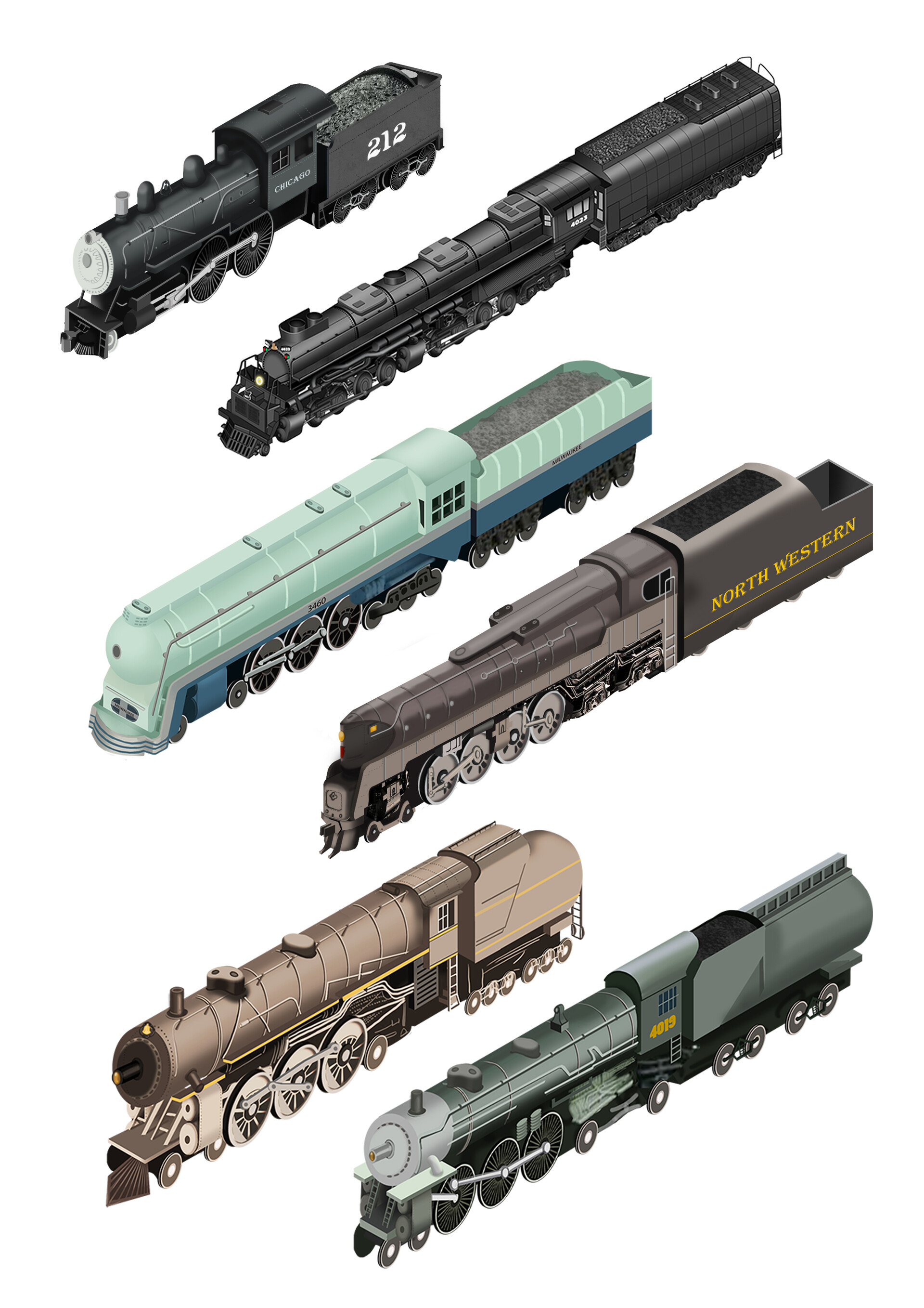 ArtStation - Chicago Train The Lord of Rails trains models isometric