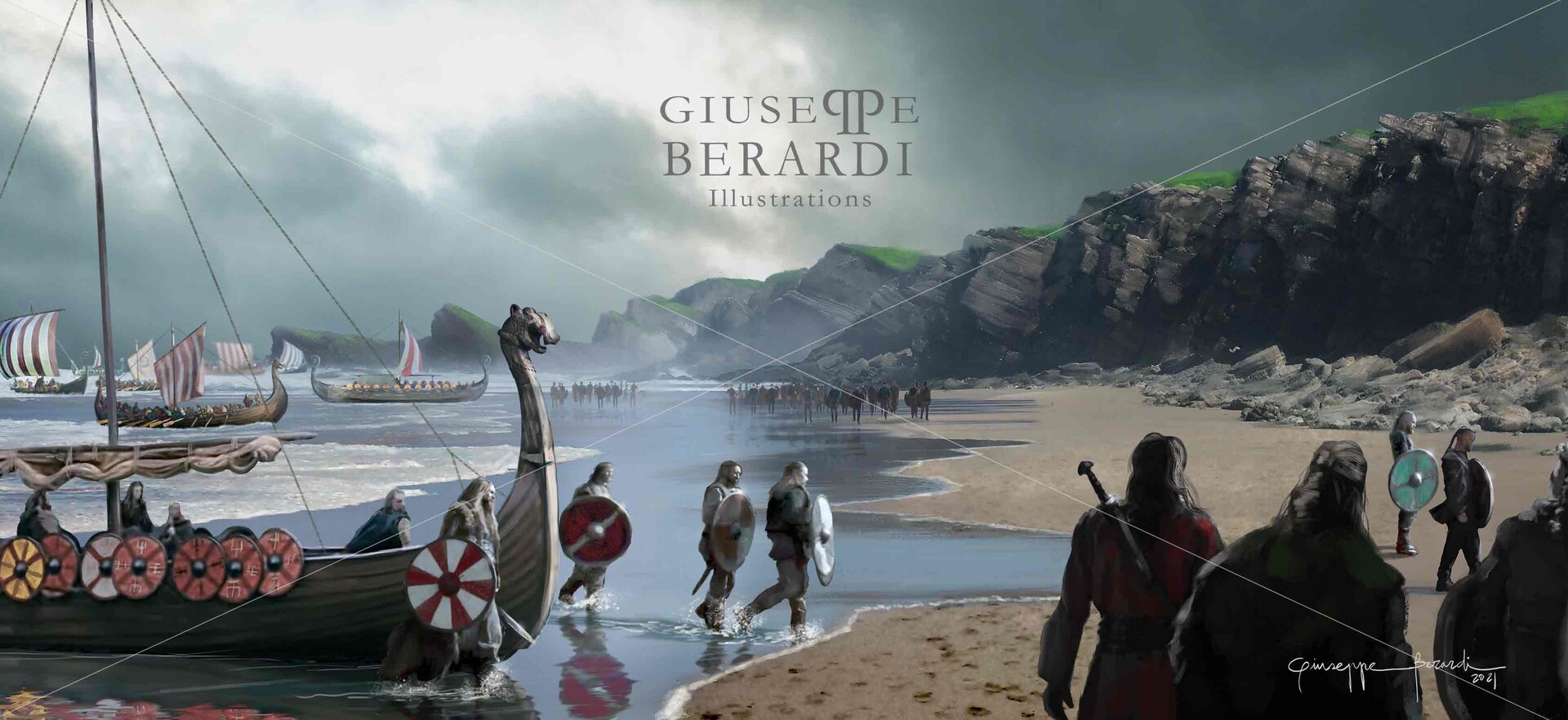 ArtStation - Viking landing. Desembarco vikingo.
