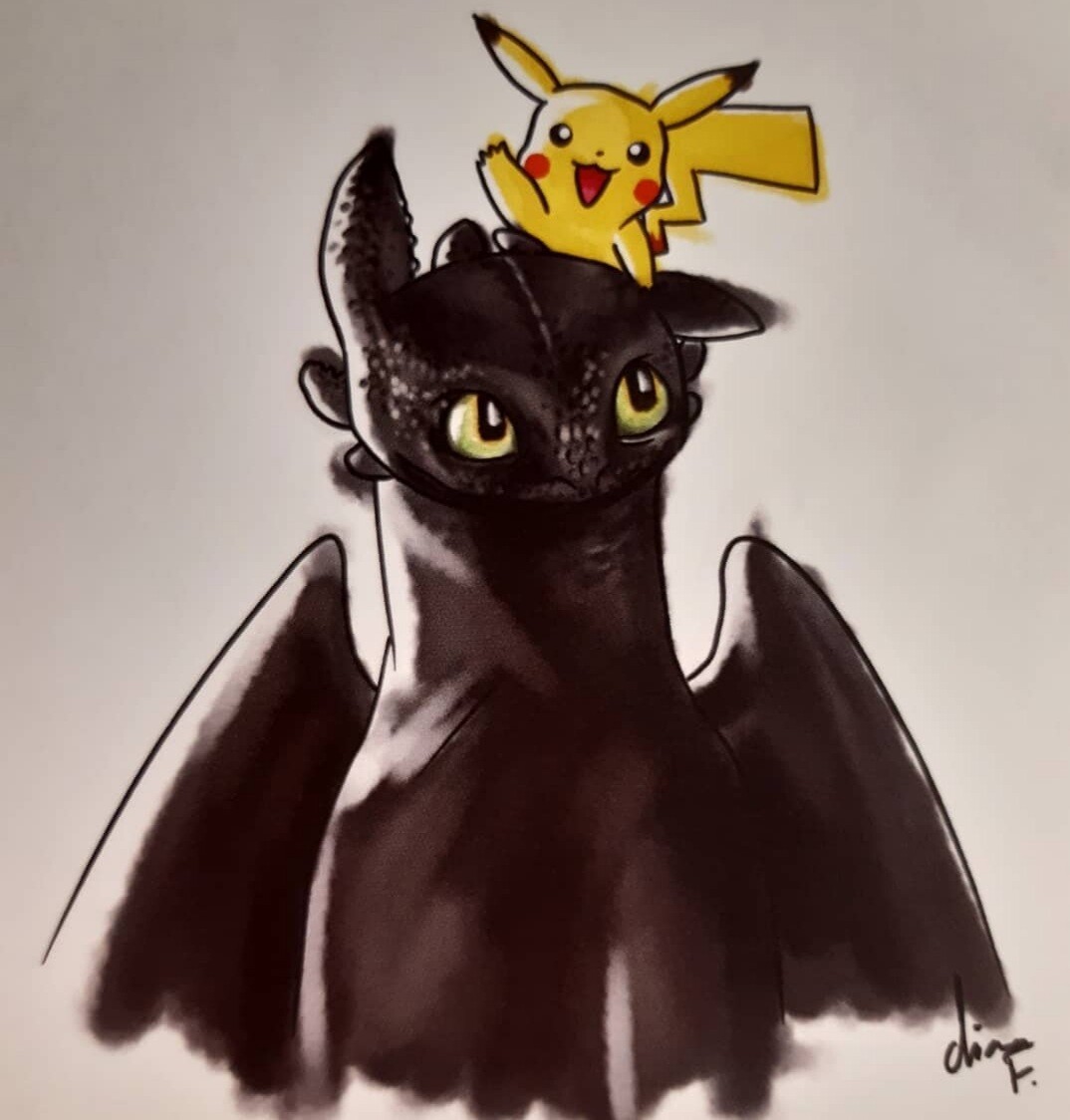 how to draw pikachu and toothless