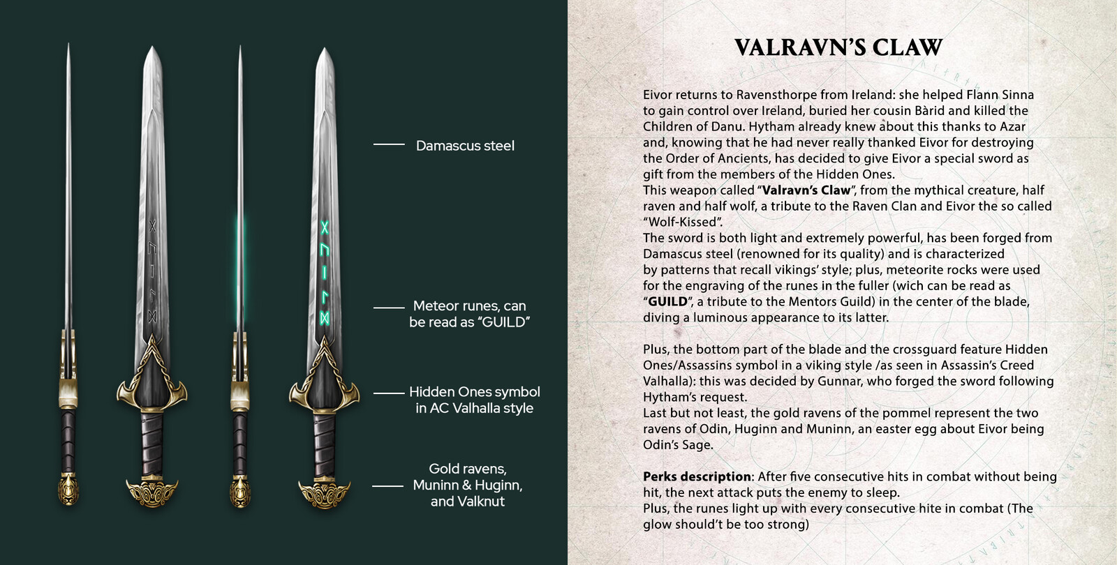 Ale Noc - Valravn's Claw - Viking sword for Assassin's Creed Valhalla
