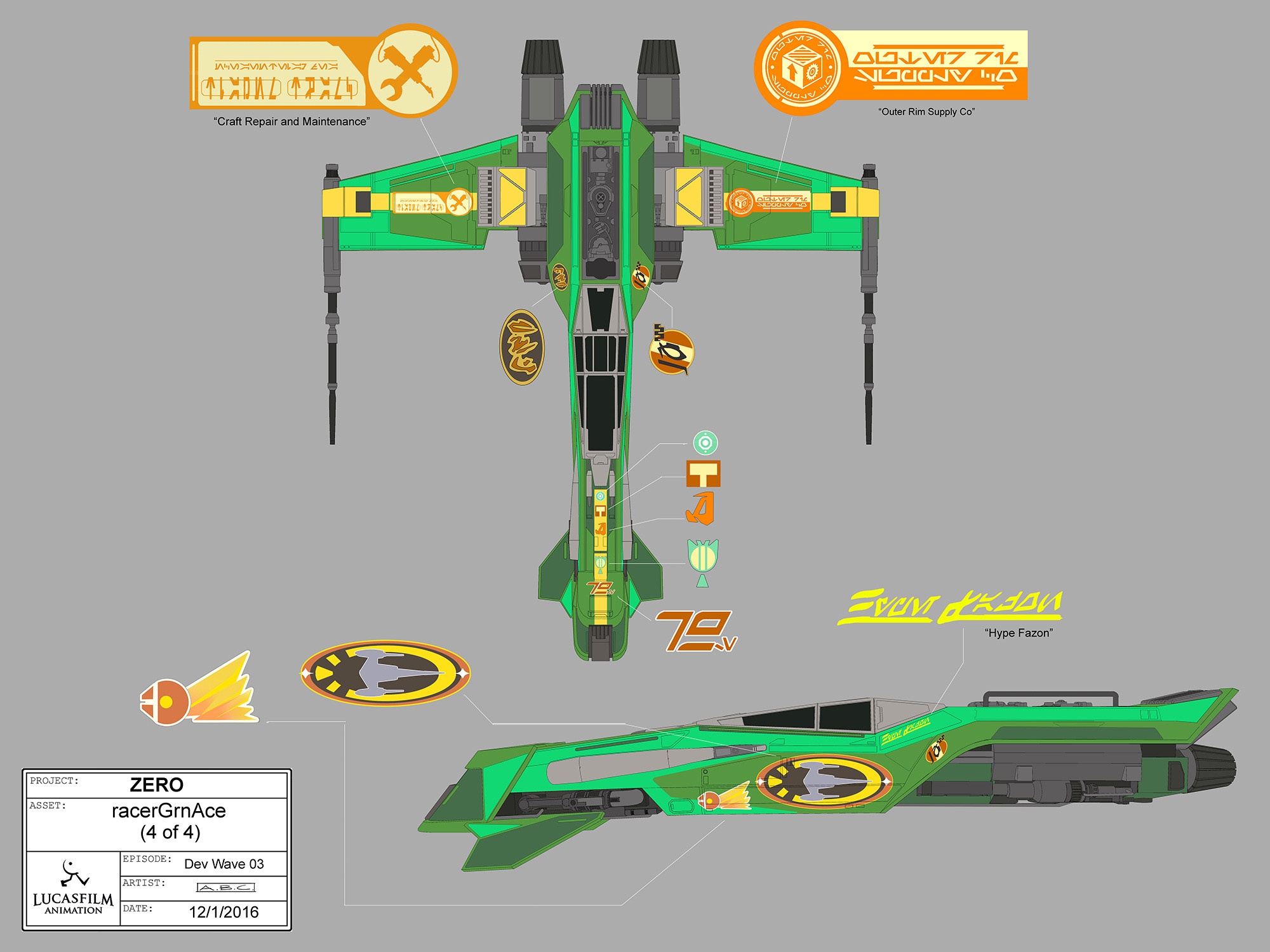 Amy Beth Christenson Smith - Star Wars Resistance: Hype Fazon and ship