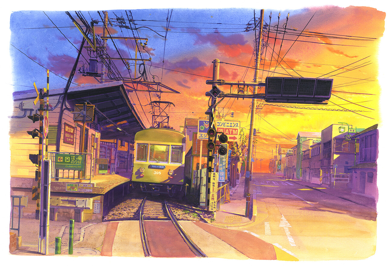 how to draw in perspective road railway train city