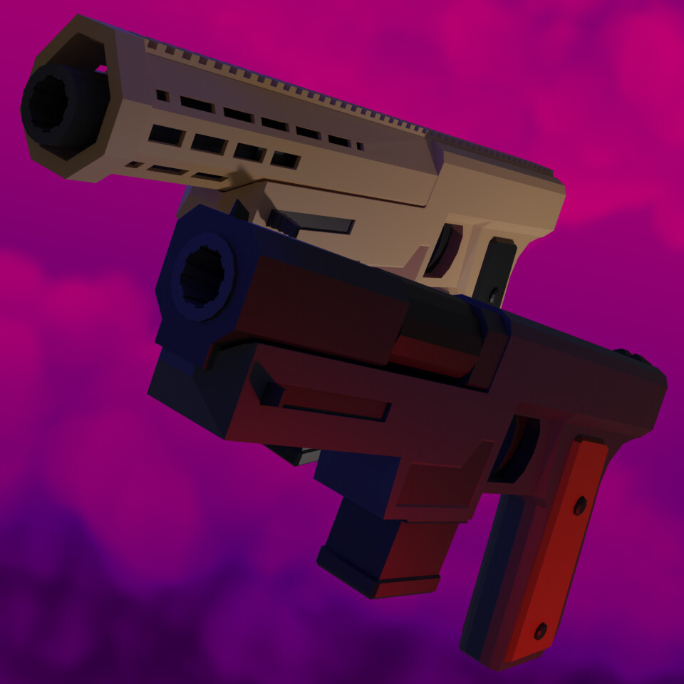 ArtStation - Tactron 50-D "Short", Low-Poly, Handgun