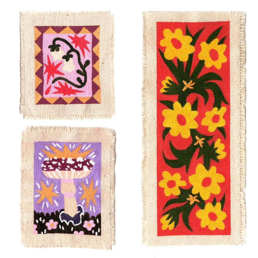 ArtStation - Some handmade screen printed/posca marker fabric patches