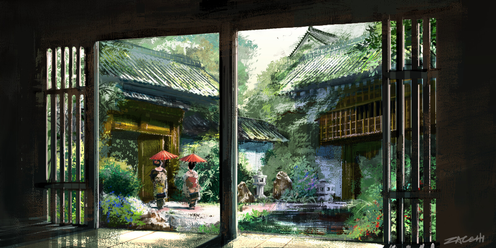 Zochi - Concept Art- Tranquility at the Palace Courtyard