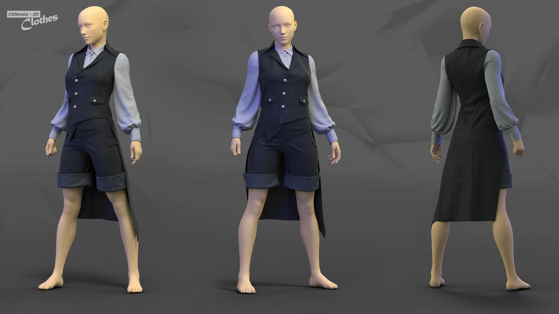 ArtStation - Female Casual Uniform 02 - 77 Marvelous Designer and Clo3D
