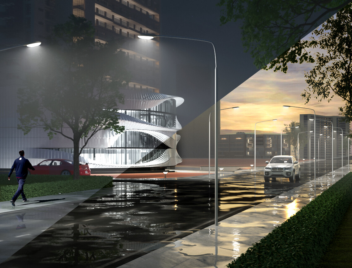 ArtStation - 3D architecture visulation eveing and night scene