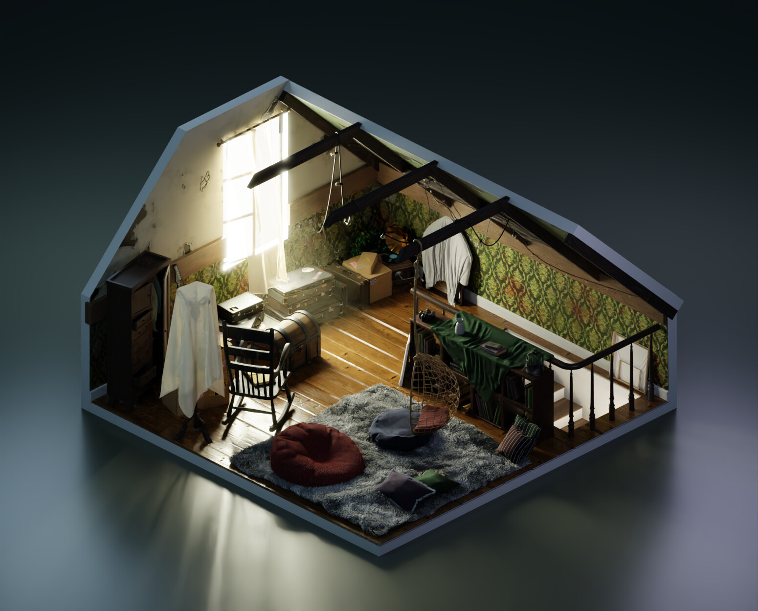 ArtStation - Spooky and yet calming attic