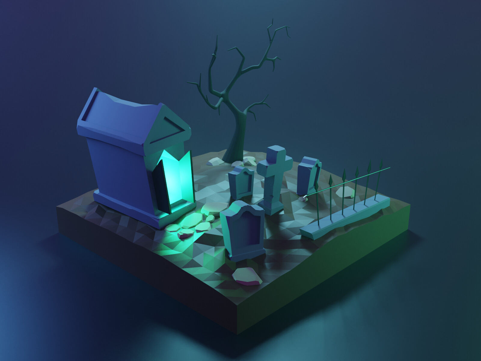 ArtStation - Low Poly Graveyard