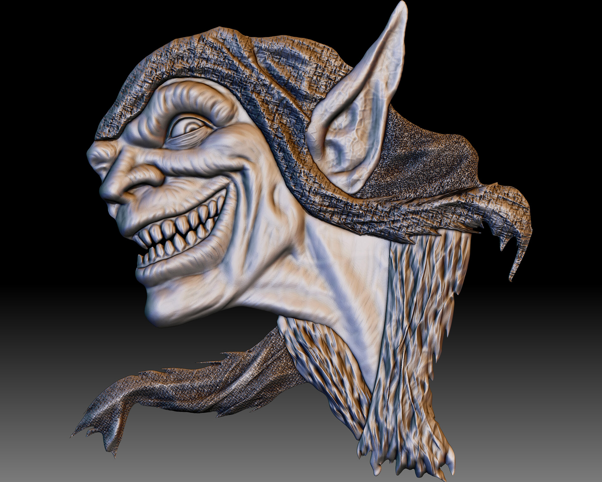 ArtStation - Goblin face bas-relief for CNC router or 3D printer
