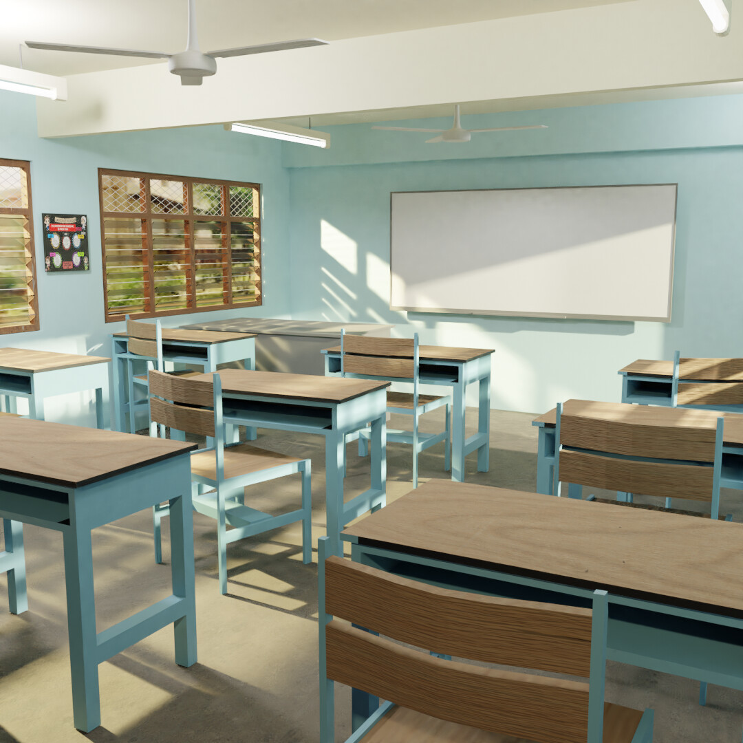 ArtStation - Classroom in Malaysian School ( Exam Period )
