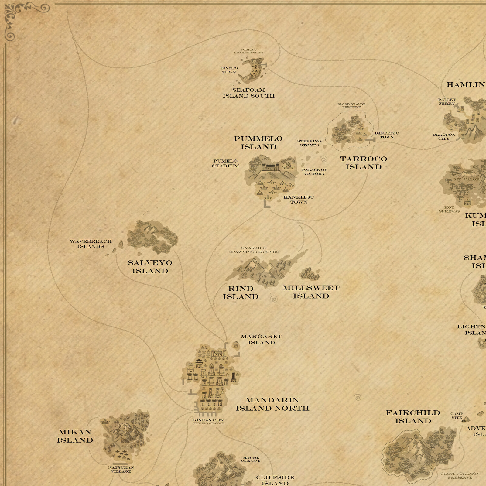 Joshua Dunlop - The Orange and Sevii Islands Archipelago Map