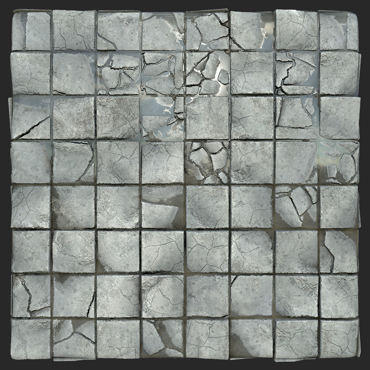 TextureCan - Broken Tiles Texture with Puddles
