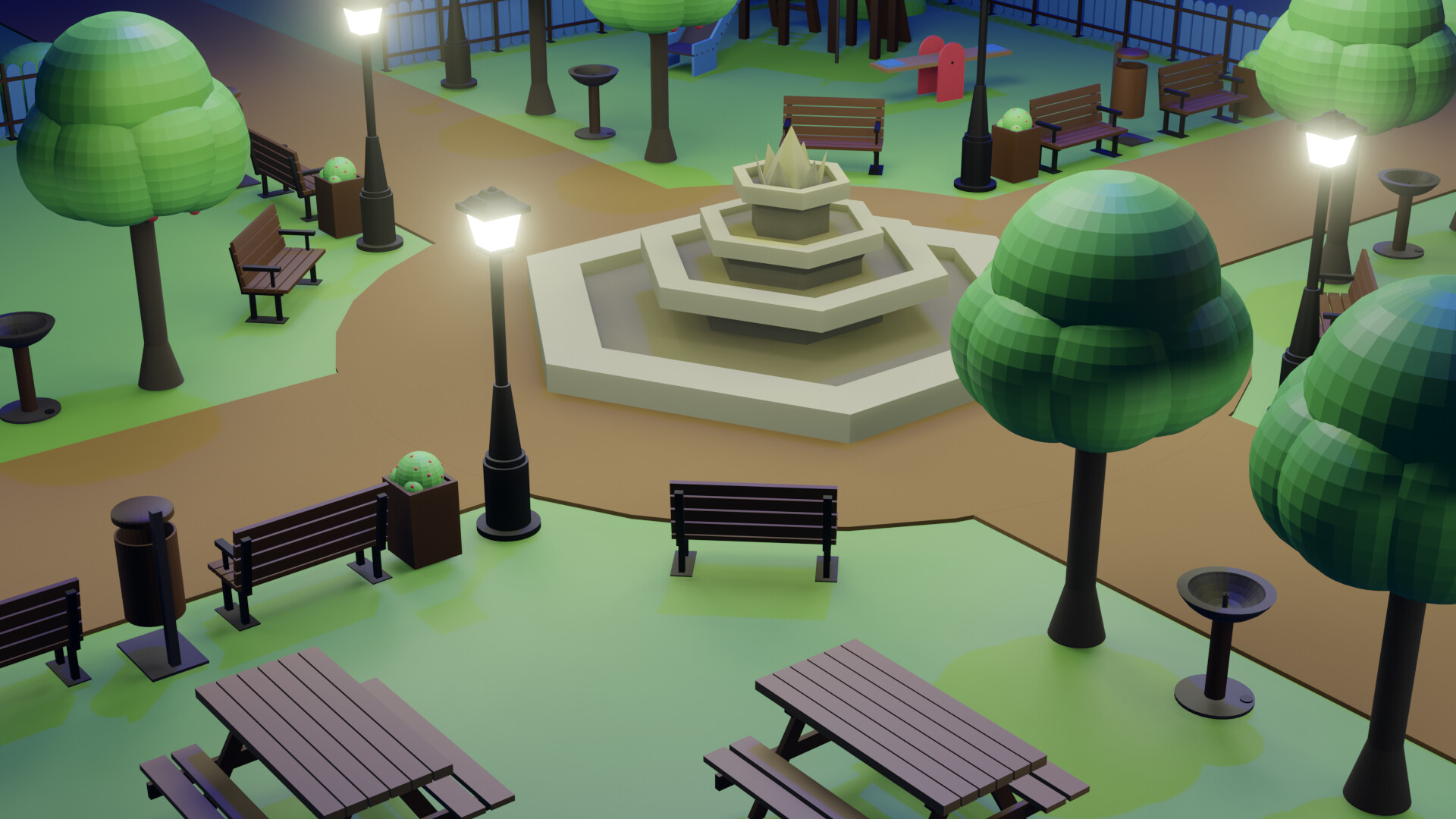 ArtStation - Parque modelado en Blender