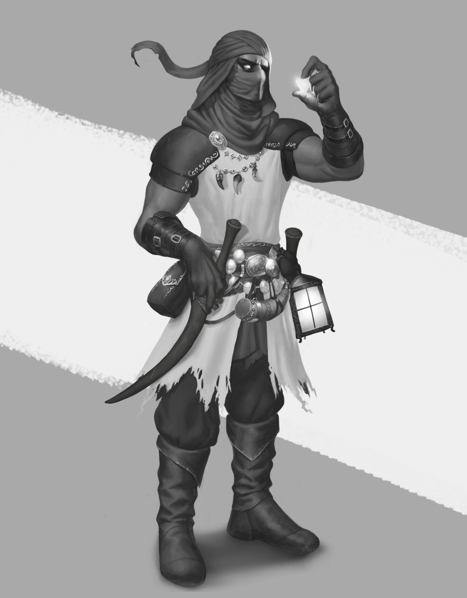 ArtStation - Grey-scale Character Commission: Desert Rogue