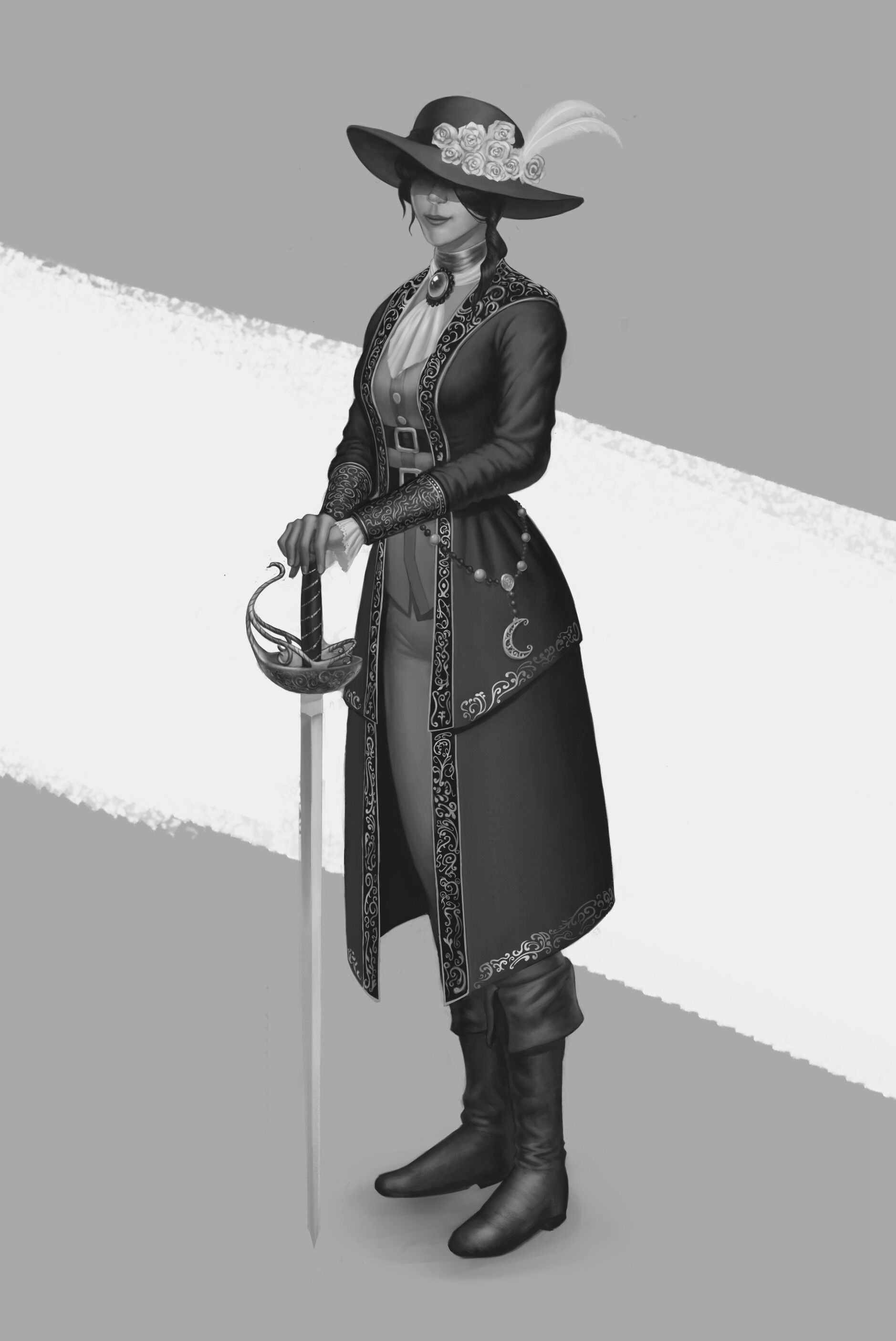 ArtStation - Grey-scale Character Commission: Noble Inquisitor