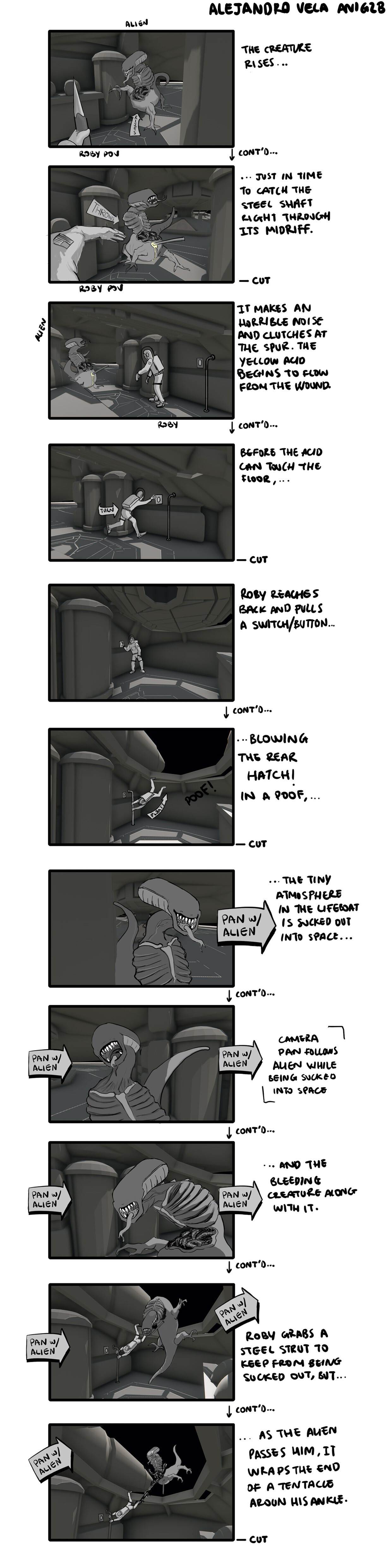 ArtStation - Alien Storyboard Class Exercise, Alejandro Vela