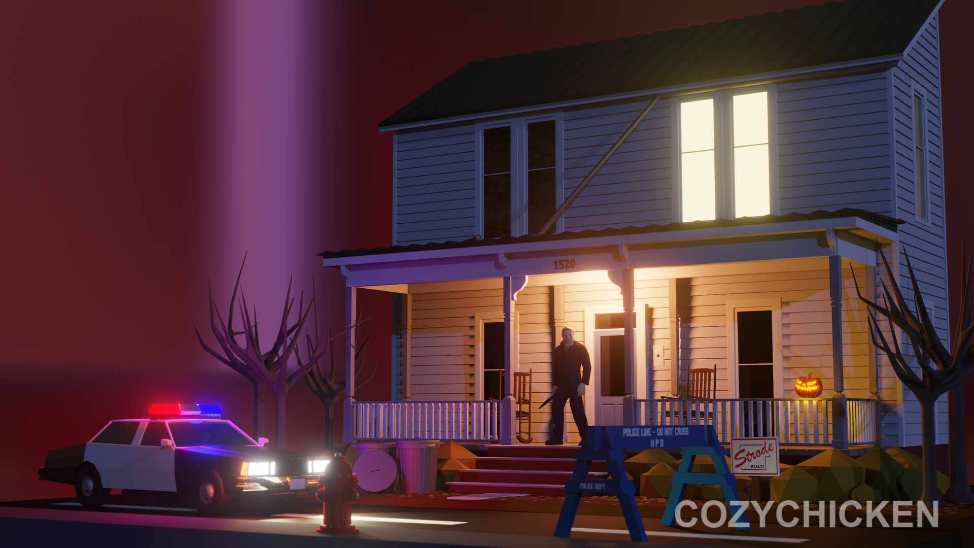 Cozy Chicken - Haddonfield, Illinois 1978 - Low Poly Scene