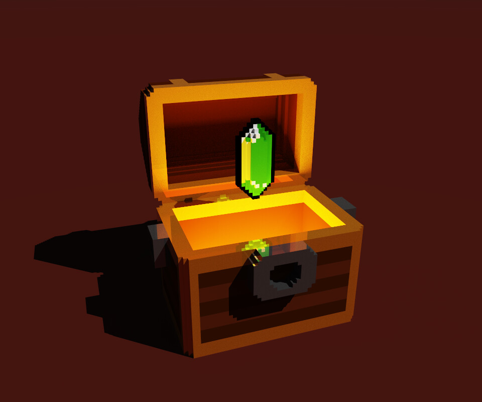 ArtStation - 3D pixel art - casket of rupees