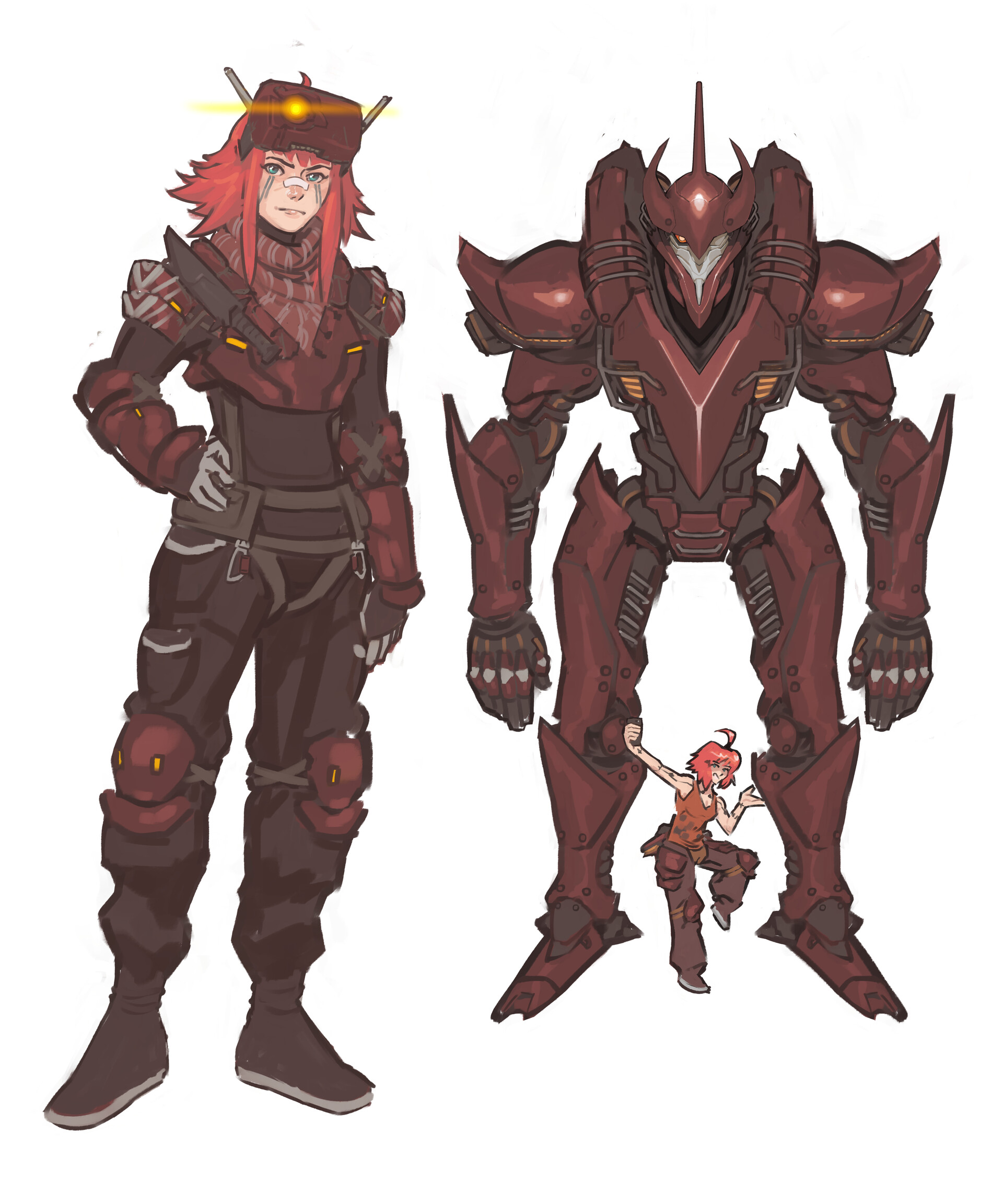 ArtStation - 'Partizan' & 'The Vermilion' - Hotheaded Lancer and Mech