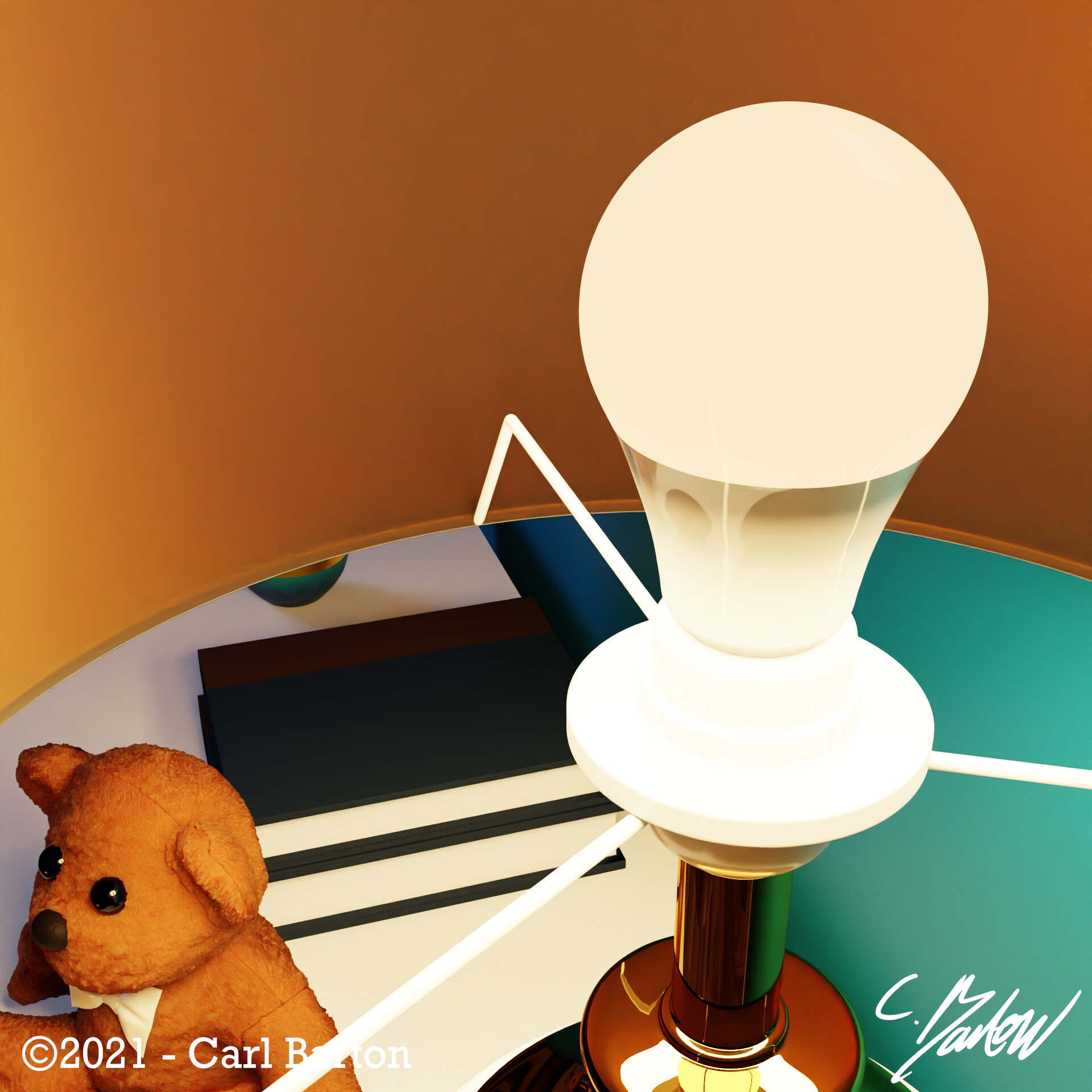 Carl Barton - Teddy Bear on a Lowboy Dresser