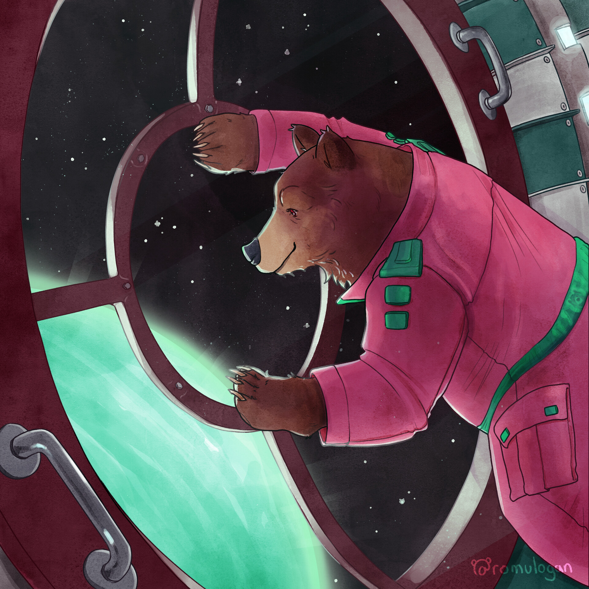 astronaut bear drawing