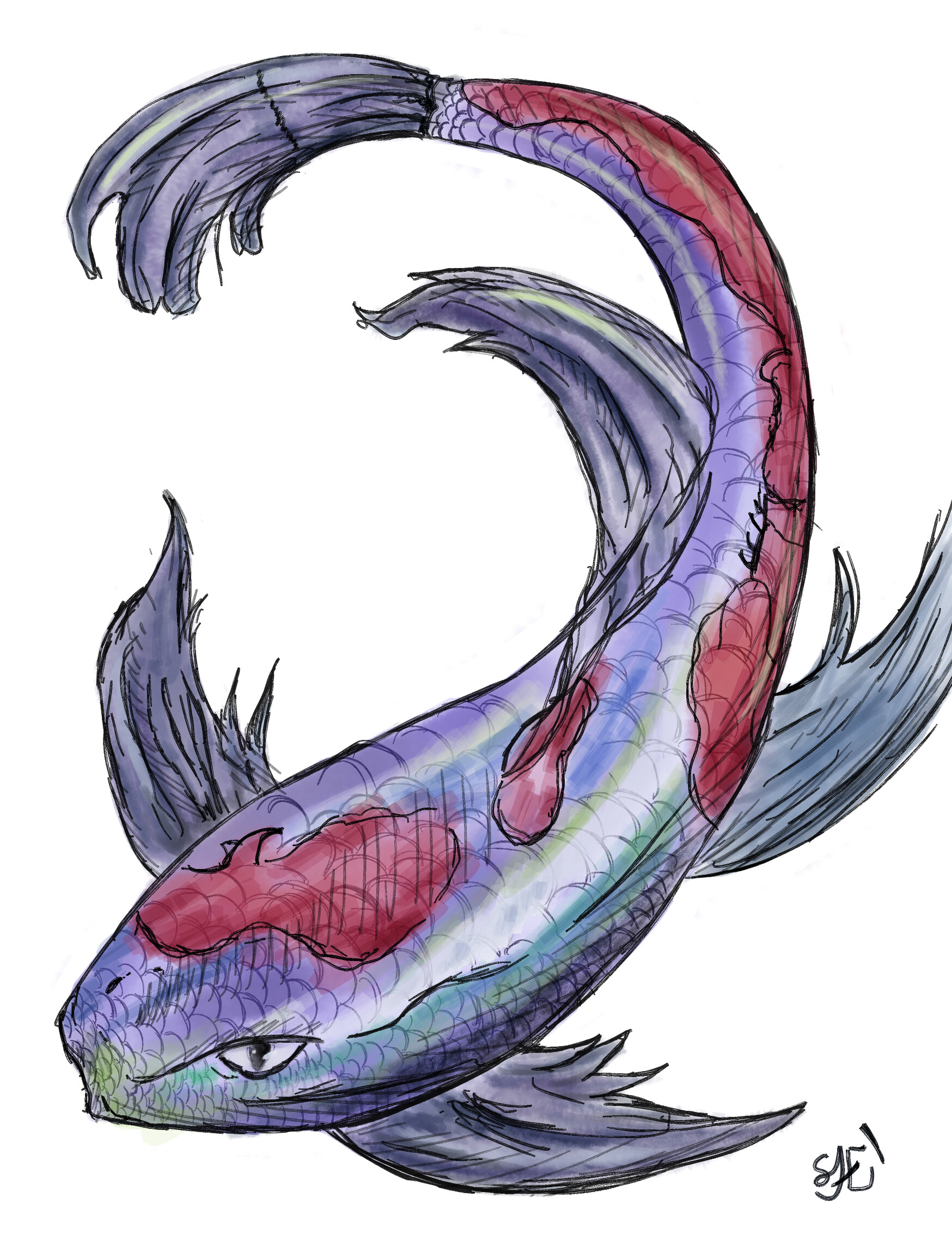 ArtStation - Fish ink (inktober day 20)