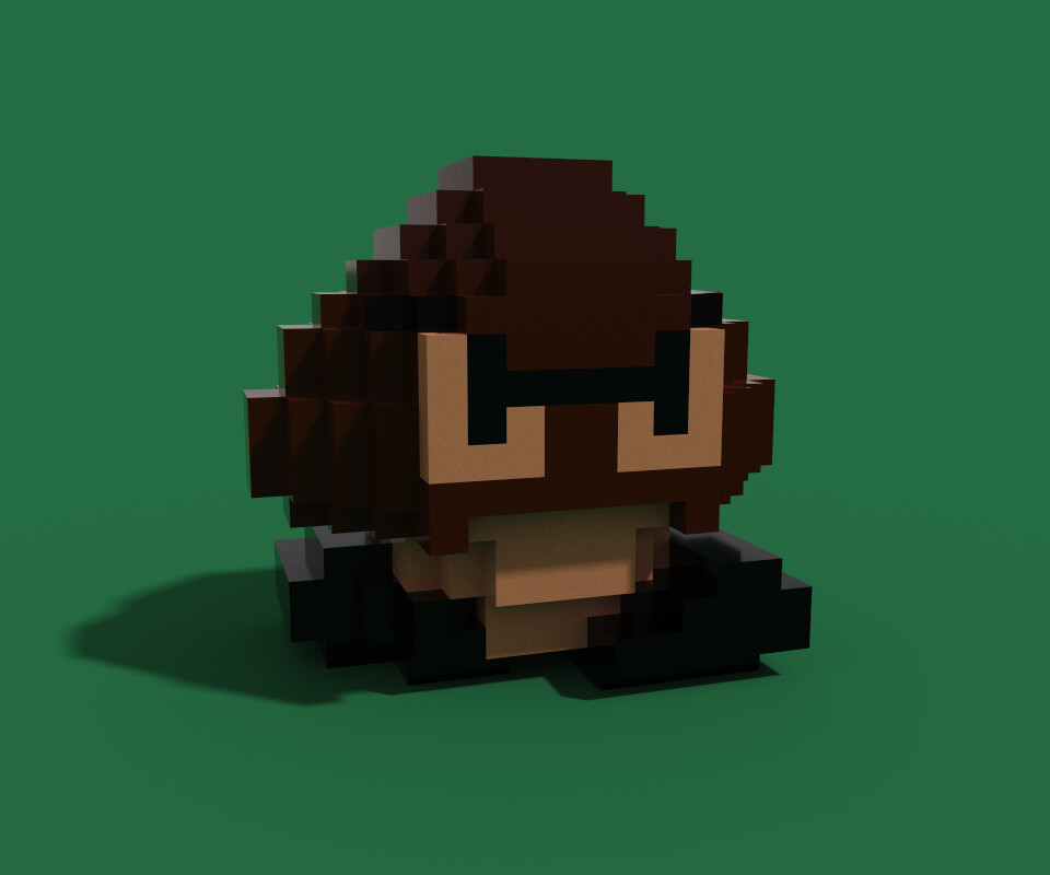 ArtStation - 3D pixel art - Goomba