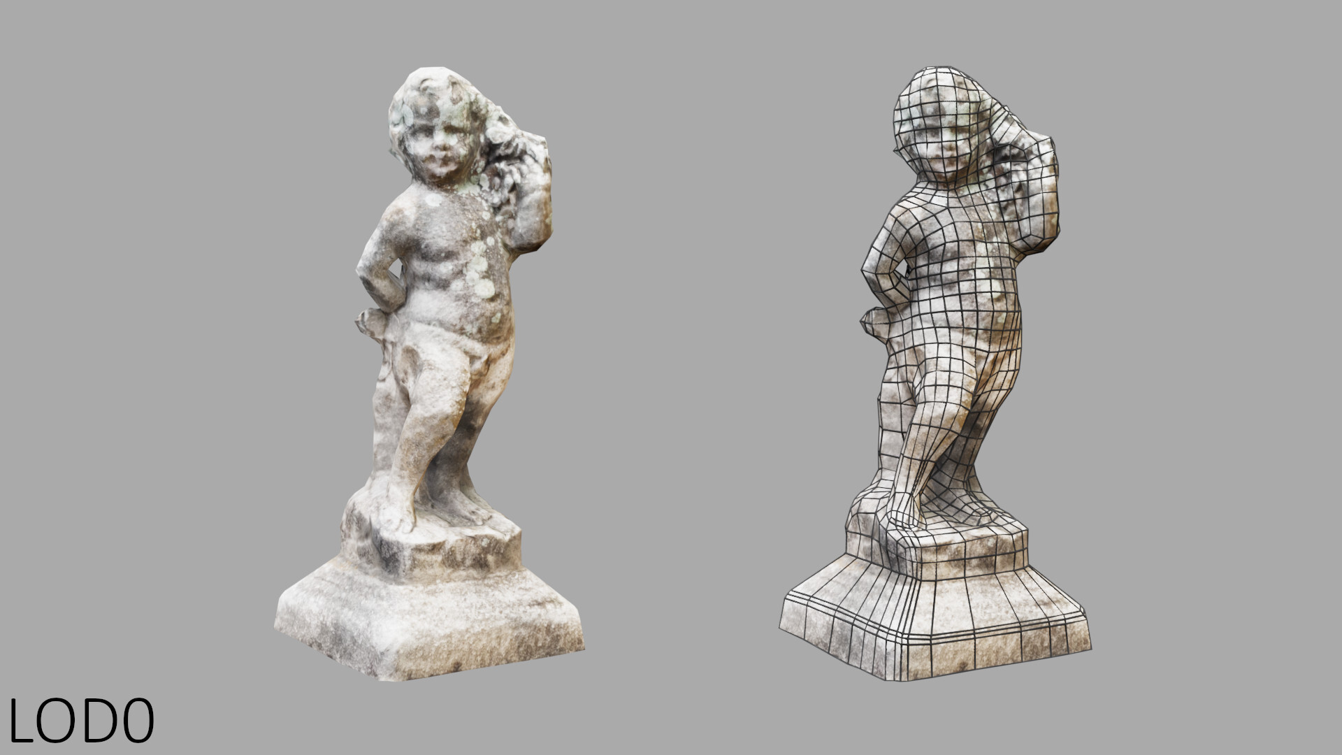Alexander Kamlowsky - Weathered Cherub Angel Statue