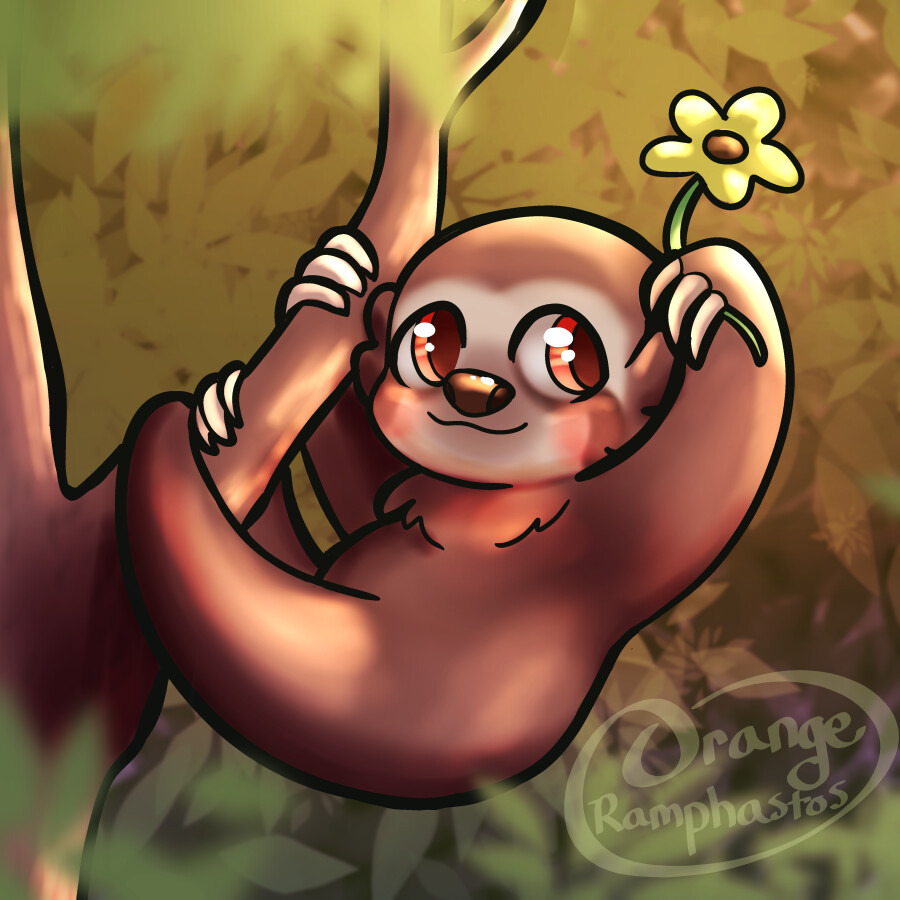 ArtStation - Sloth hanging from branch