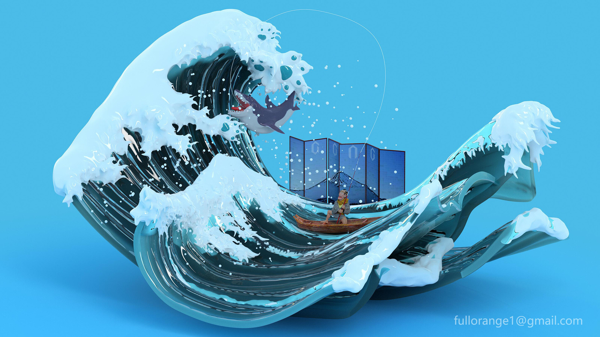 ArtStation - The God of Sea is angry: Give me back my fish, meow!