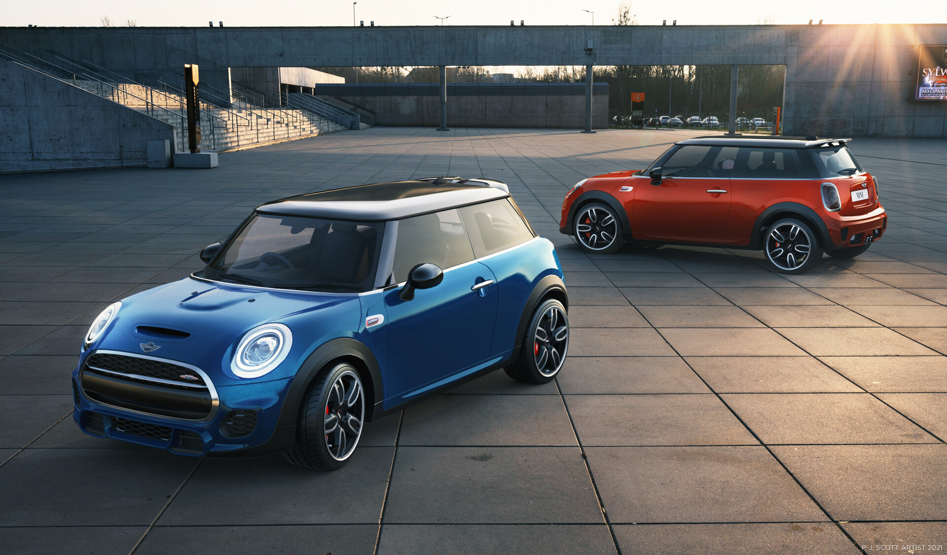P J Scott Artist - Mini Cooper (2020)