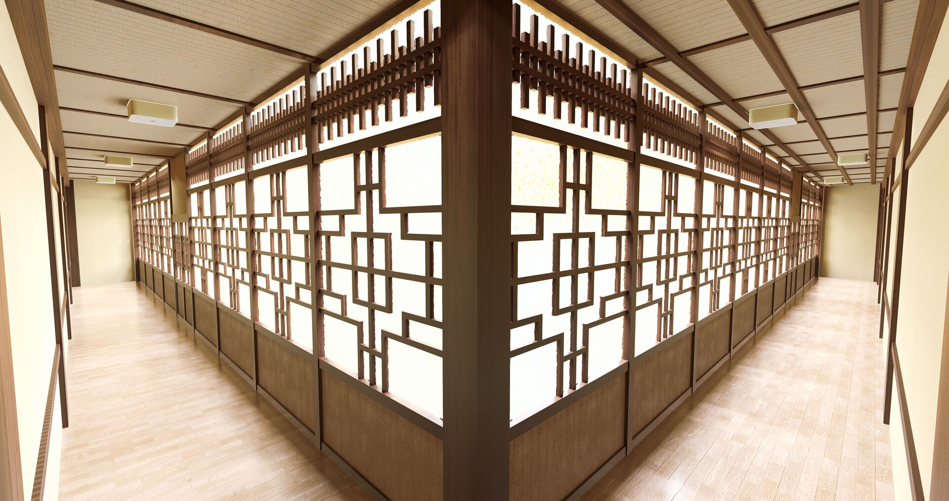 ArtStation - 3D Illustration Calm Scene at Traditional Japanese Hallway