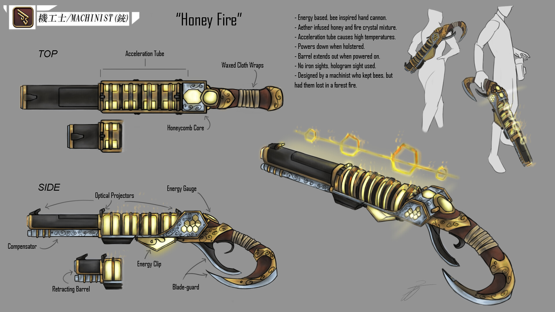 ArtStation - Honey Fire Handcannon (FFXIV Weapon Design Contest 2021)