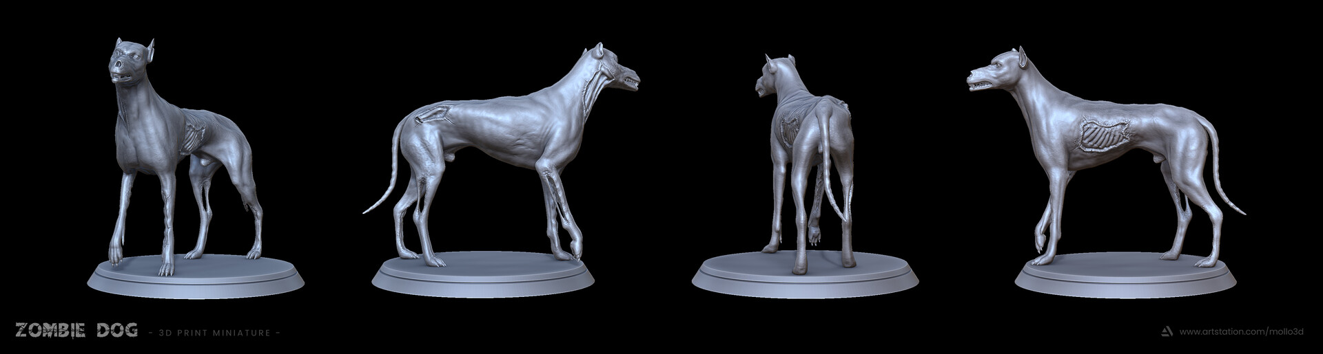 Luciano Mollo - ZOMBIE DOG - 3D Print Miniature