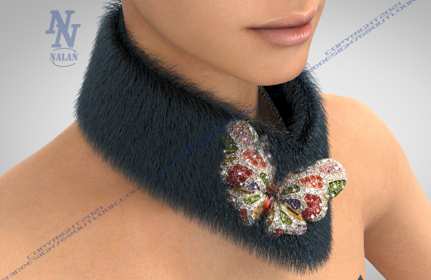 ArtStation - 🦋 Neck accessories with brooch. 🦋
