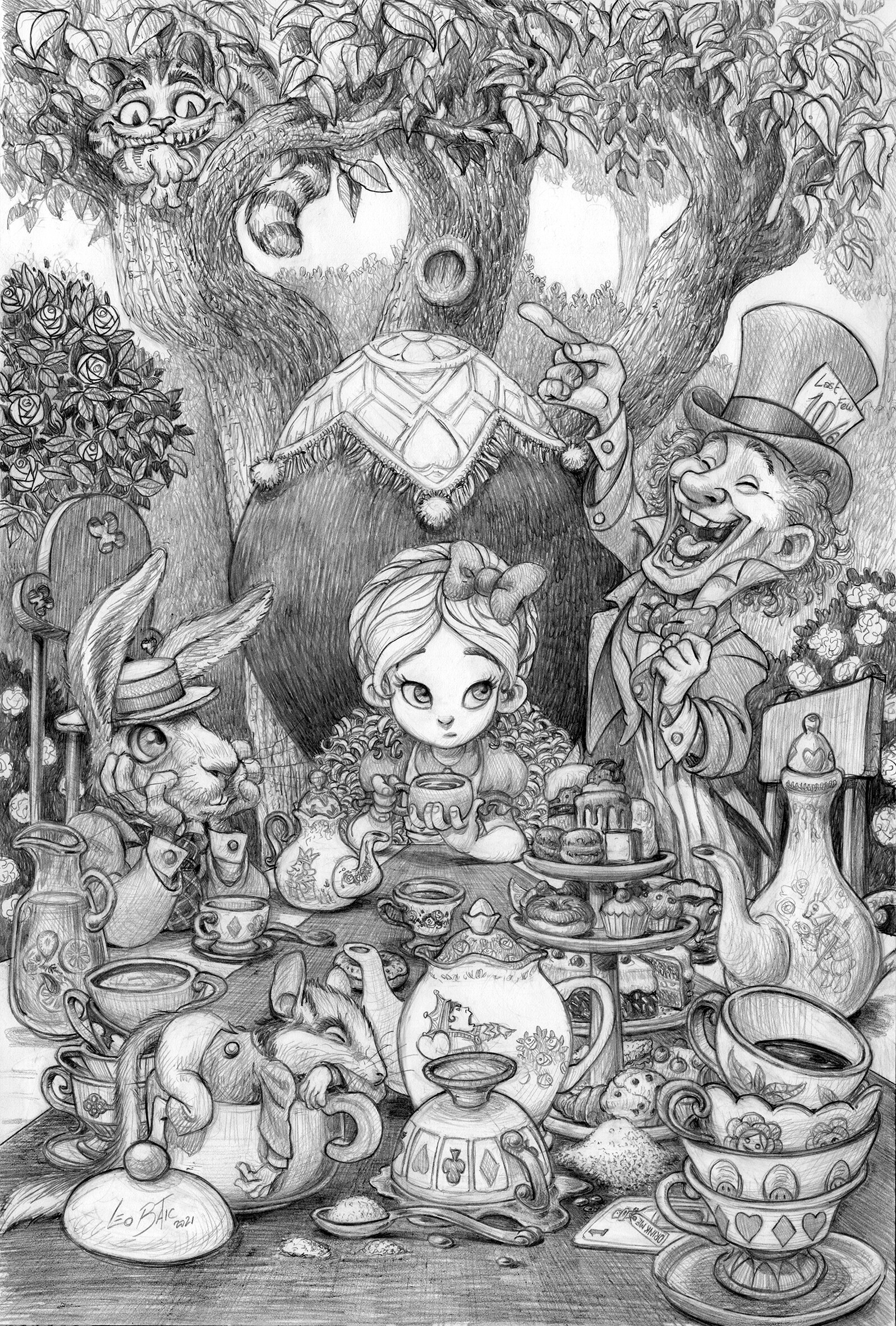 alice in wonderland coloring pages tea party