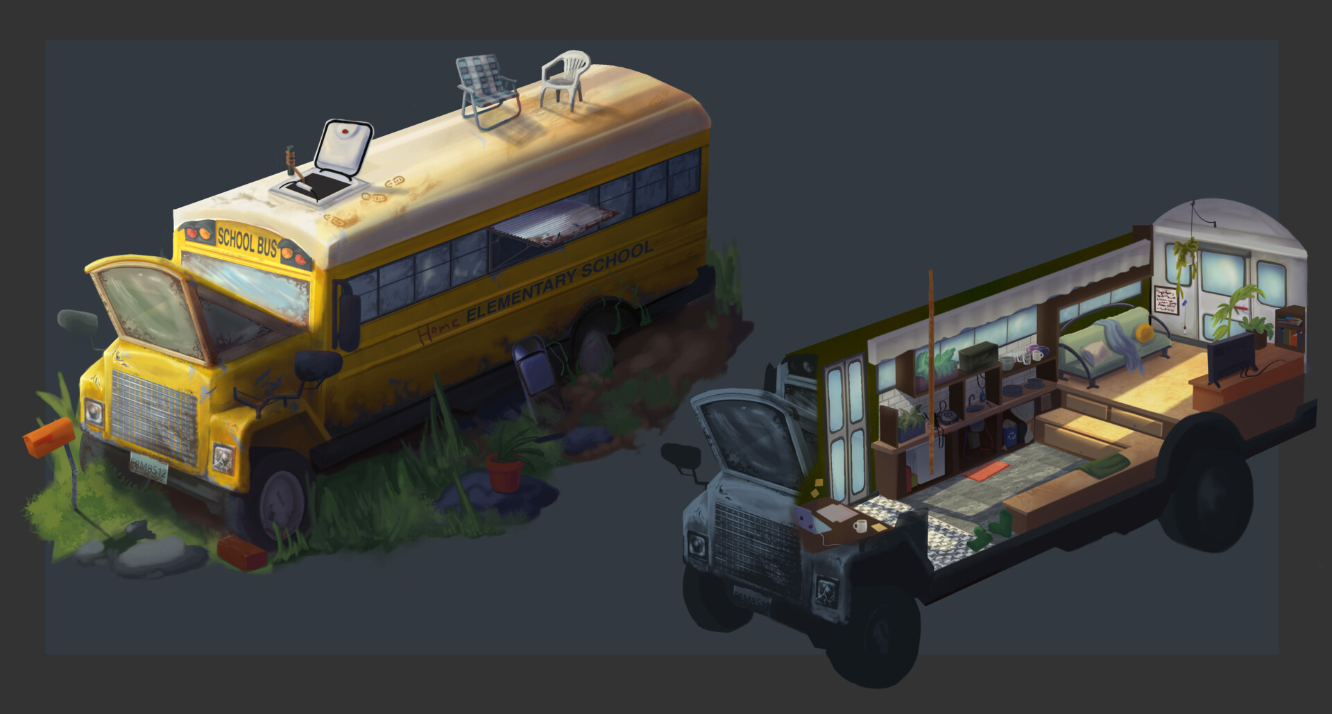 ArtStation - School Bus Tiny Home