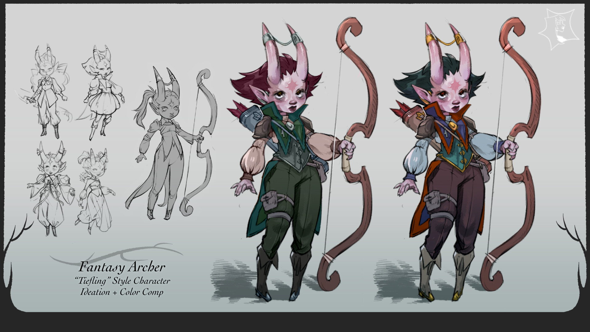 ArtStation - Tiefling Archer - Character Design + Ideations