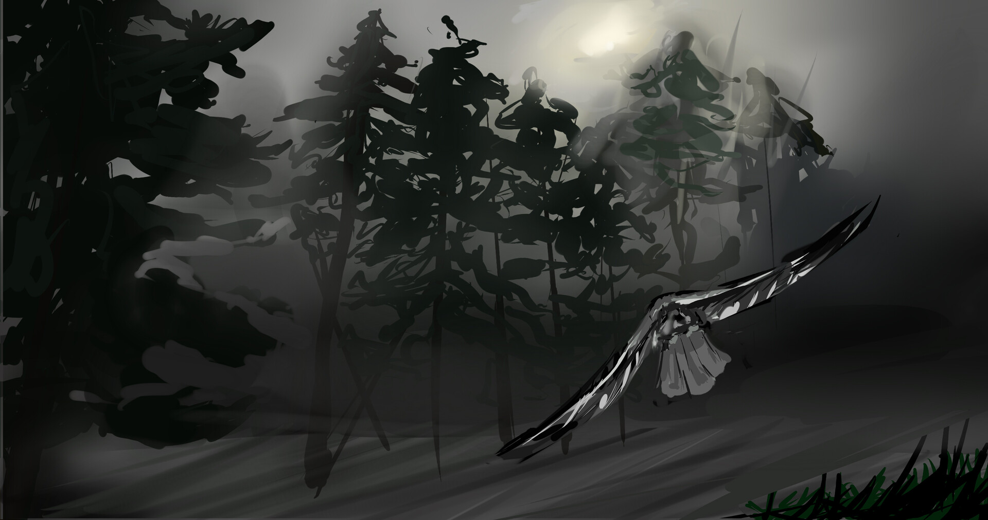 ArtStation - night forest landscape