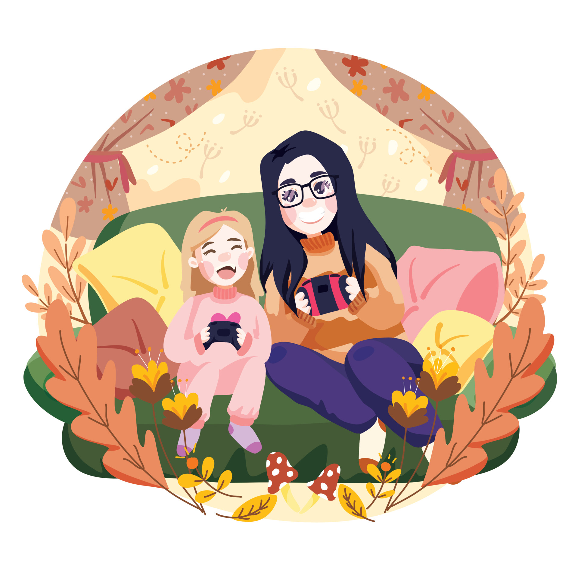 ArtStation - Mom and daughter - gaming