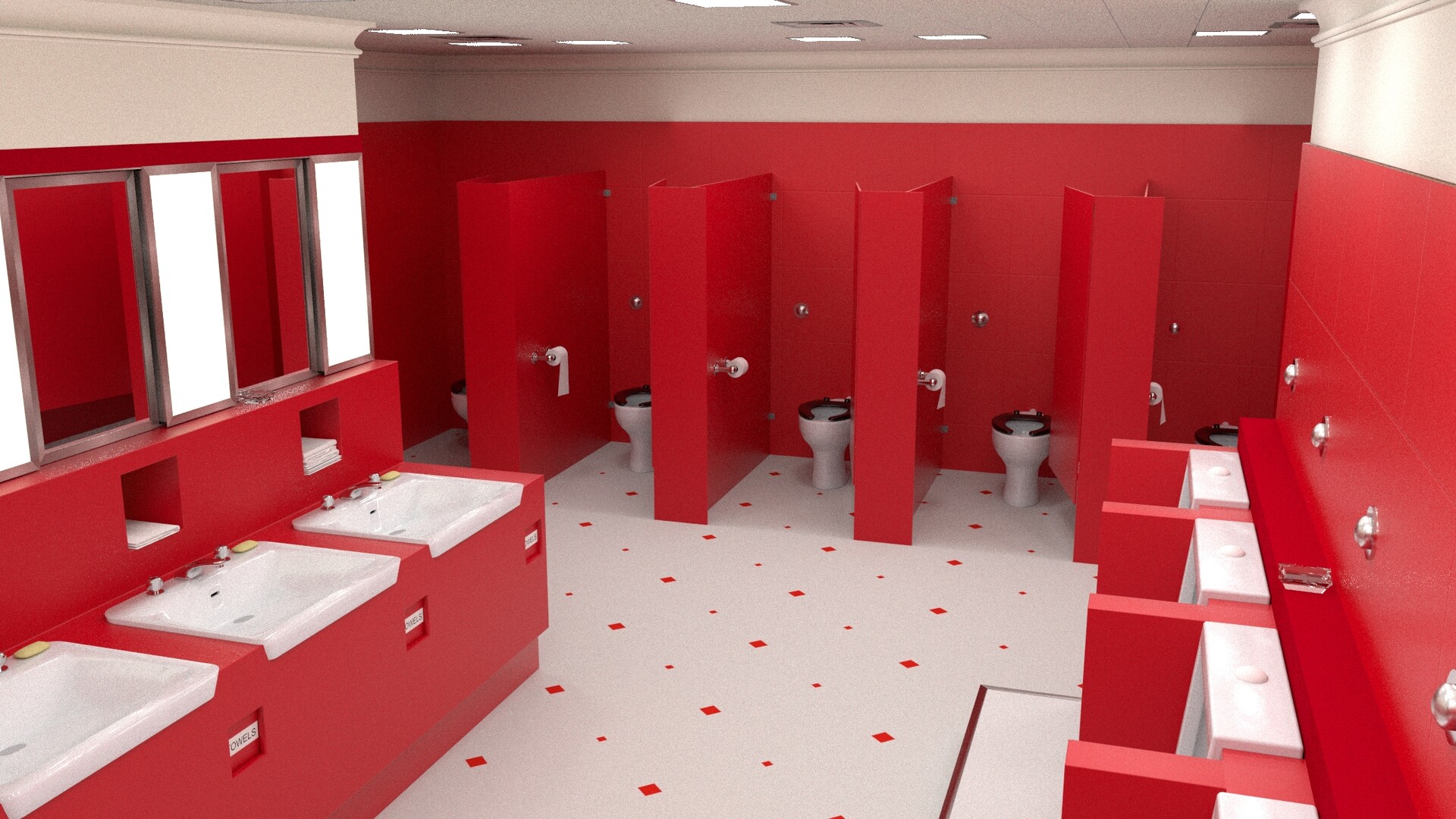 ArtStation - Red Bathroom