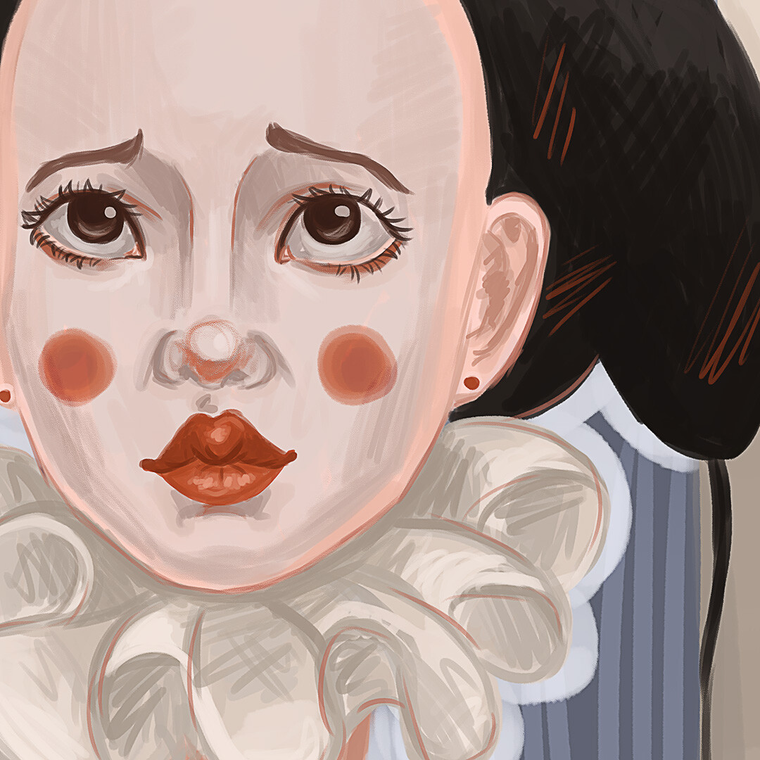 sad girl clown drawing