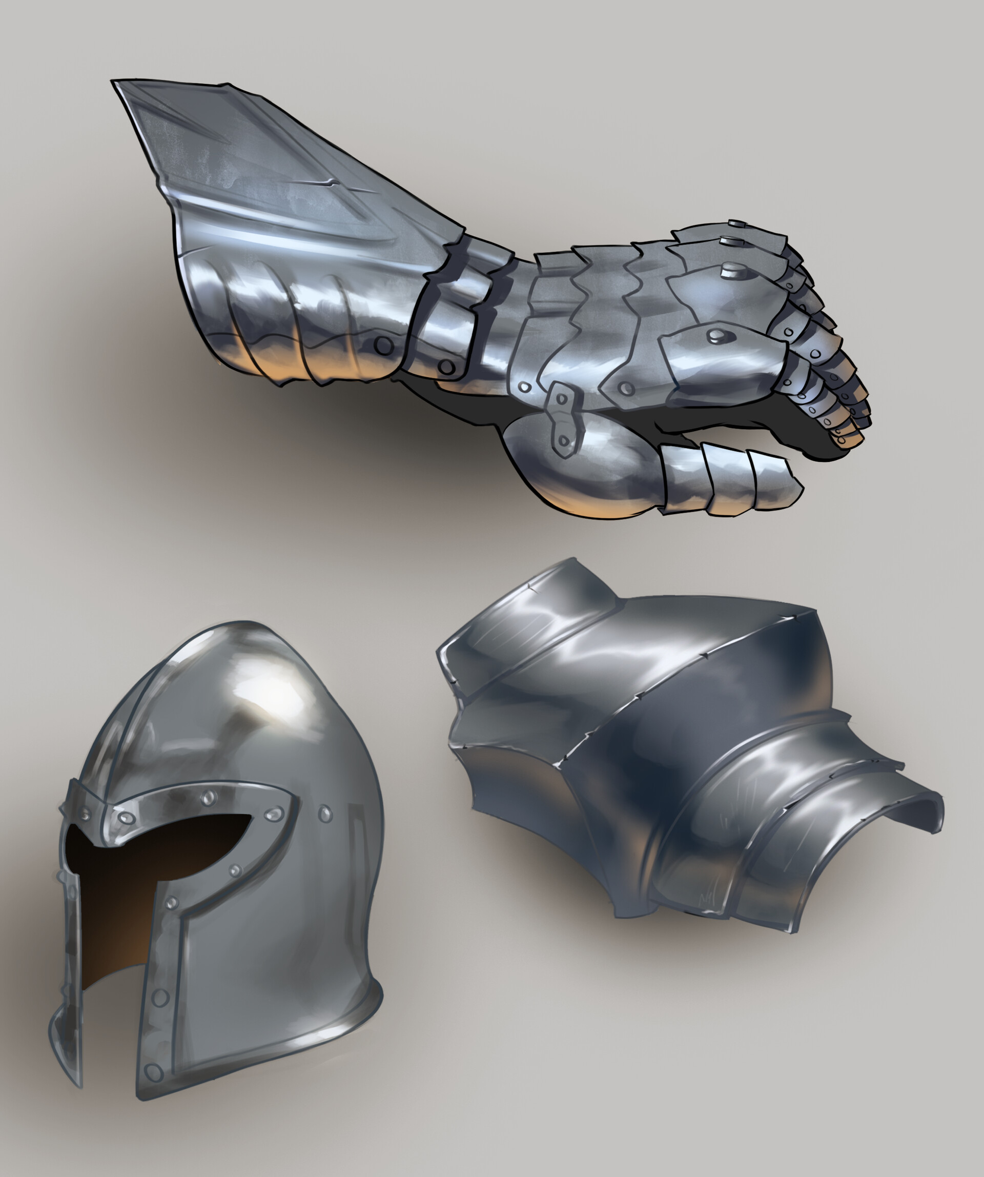 ihsanartz - mediaval metal painting study