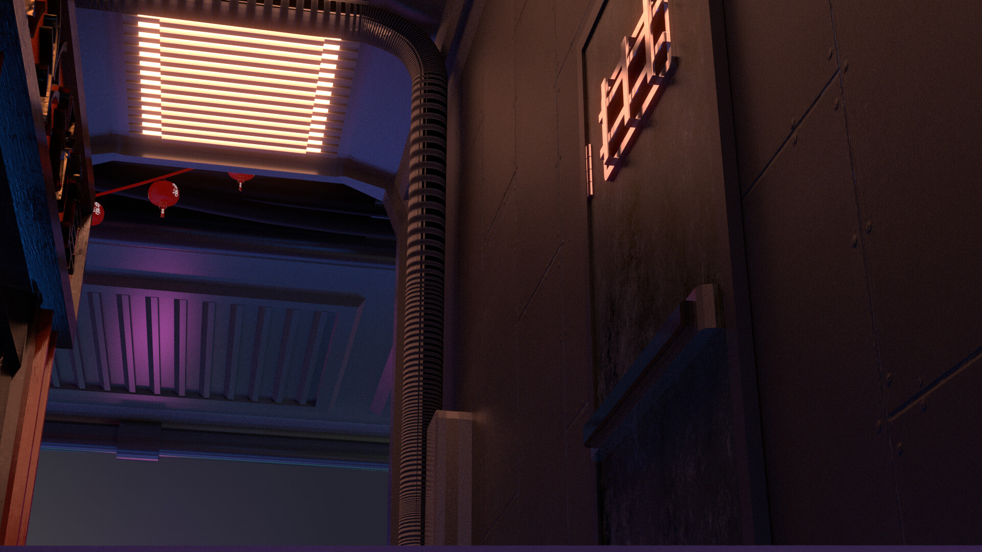 Liam Guise - Cyberpunk-Inspired City WIP #4 - Alleyway