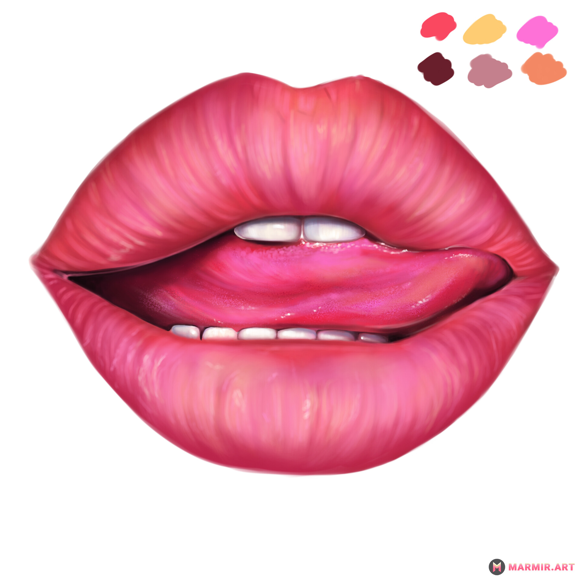 how to draw glossy lips procreate