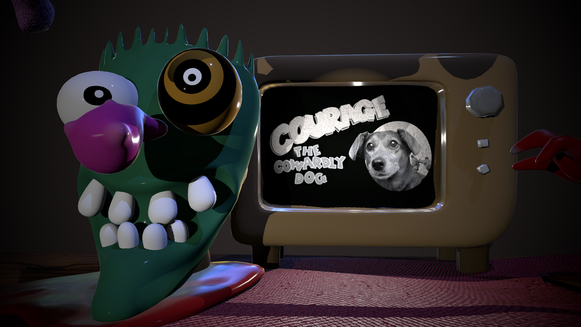 ArtStation - Coraje el Perro Cobarde y La Mujer Topo (Diorama 3D)